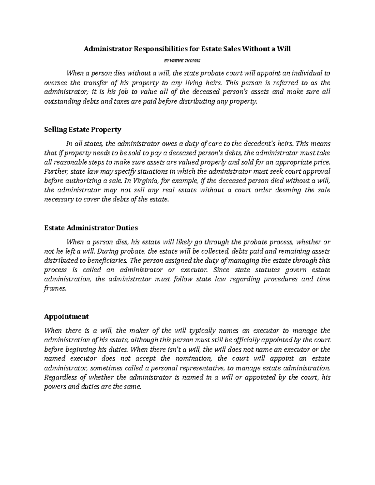 Administrator Responsibilities for Estate Sales Without a Will - This ...