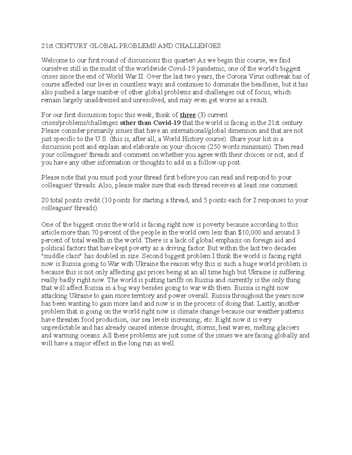 HST 113 questions 39 - 21st CENTURY GLOBAL PROBLEMS AND CHALLENGES ...