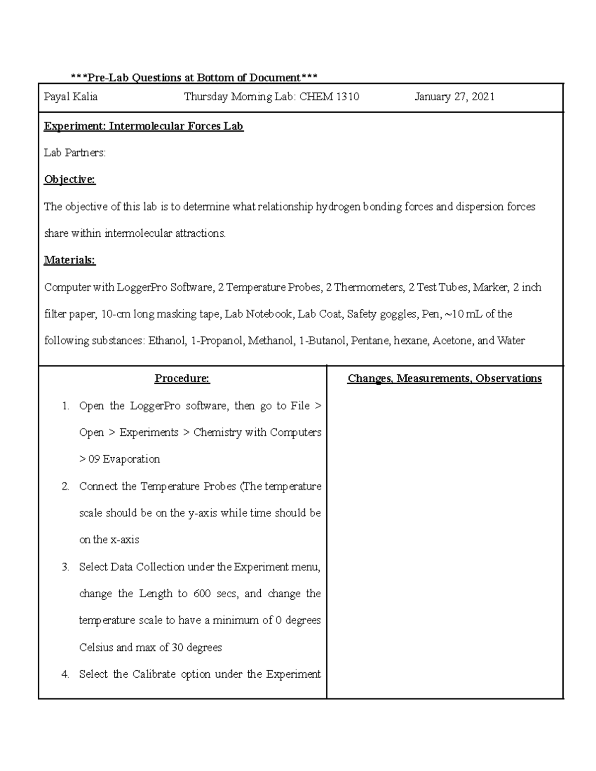 Lab Notebook 1 - Final Review - Pre-Lab Questions at Bottom of Document ...