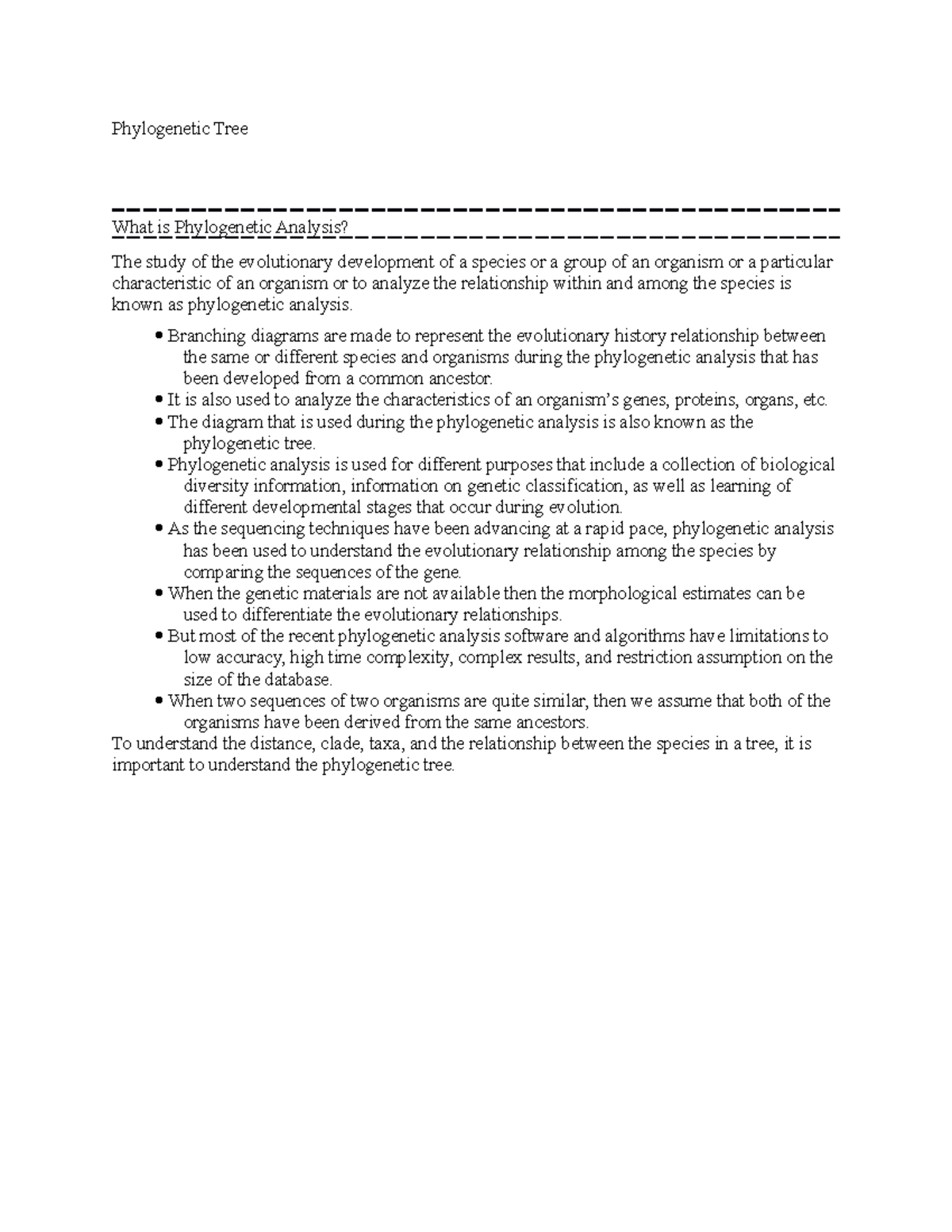 Phylogenetic Tree - notes - Phylogenetic Tree What is Phylogenetic ...