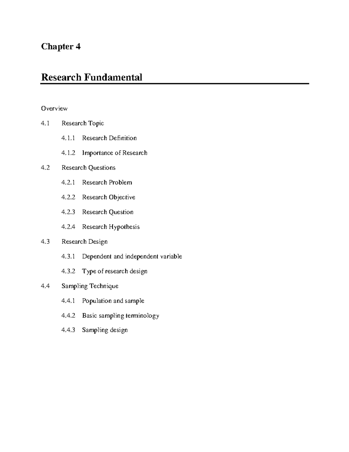 Chapter 4- Statistic 1 - Chapter 4 Research Fundamental Overview 4 ...