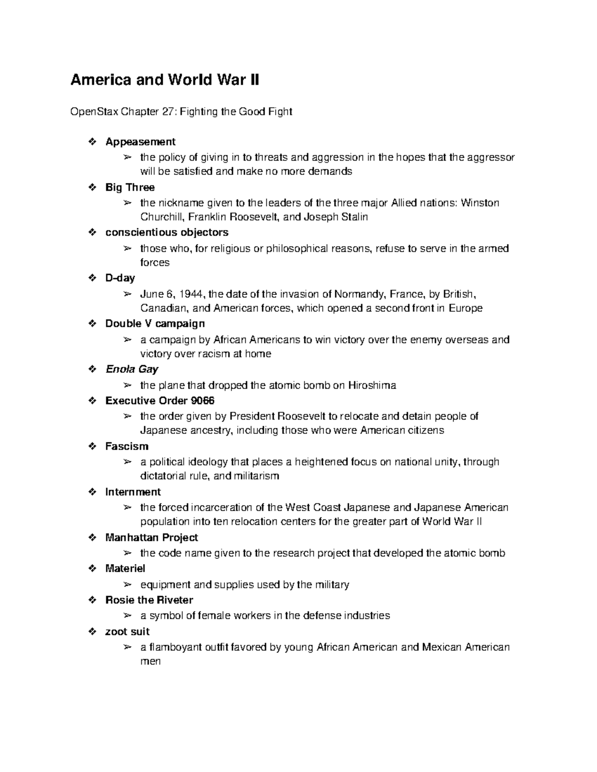 Hist module 11 - America and World War II OpenStax Chapter 27: Fighting ...