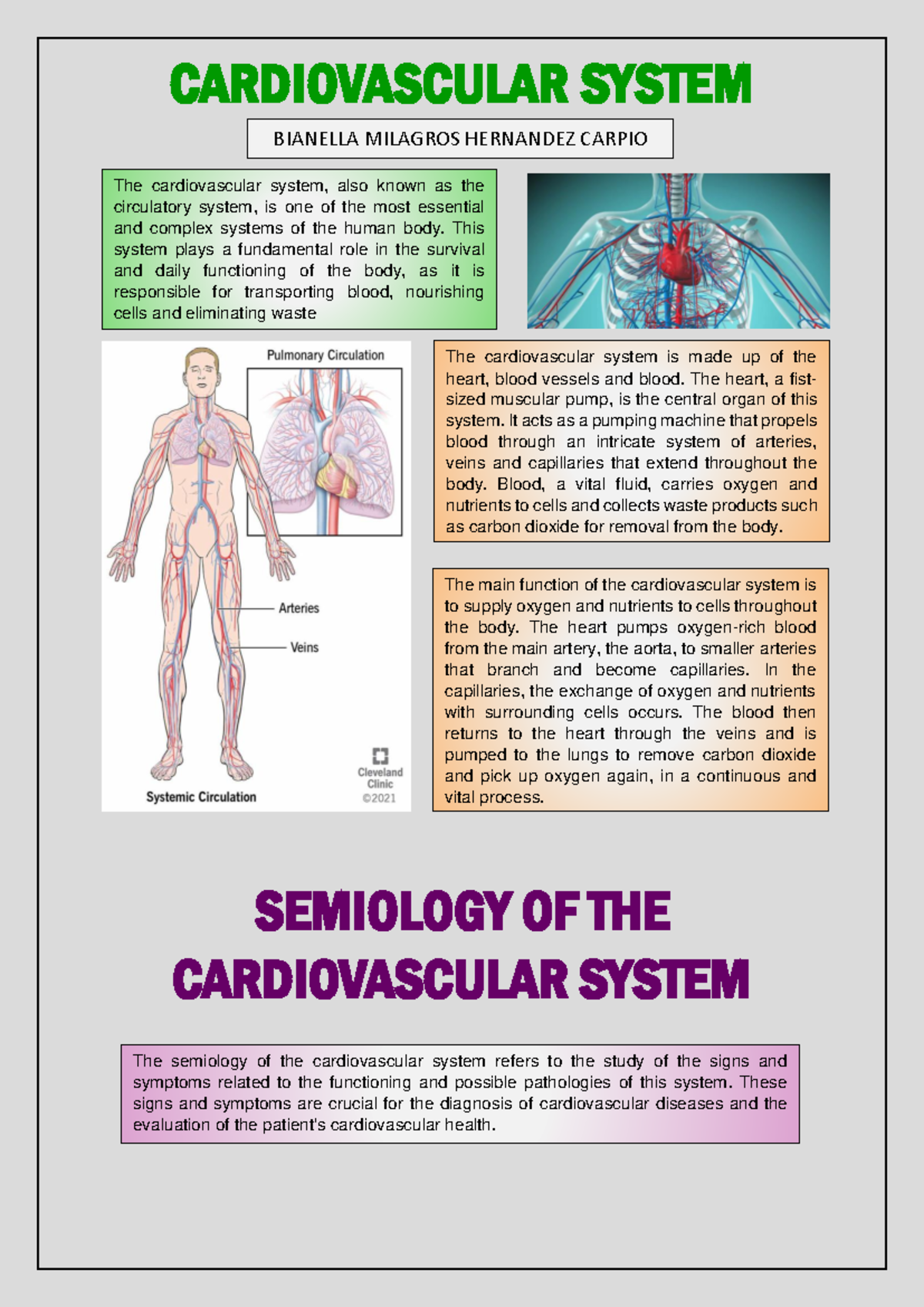 Cardiovascular System - Final - CARDIOVASCULAR SYSTEM SEMIOLOGY OF THE ...