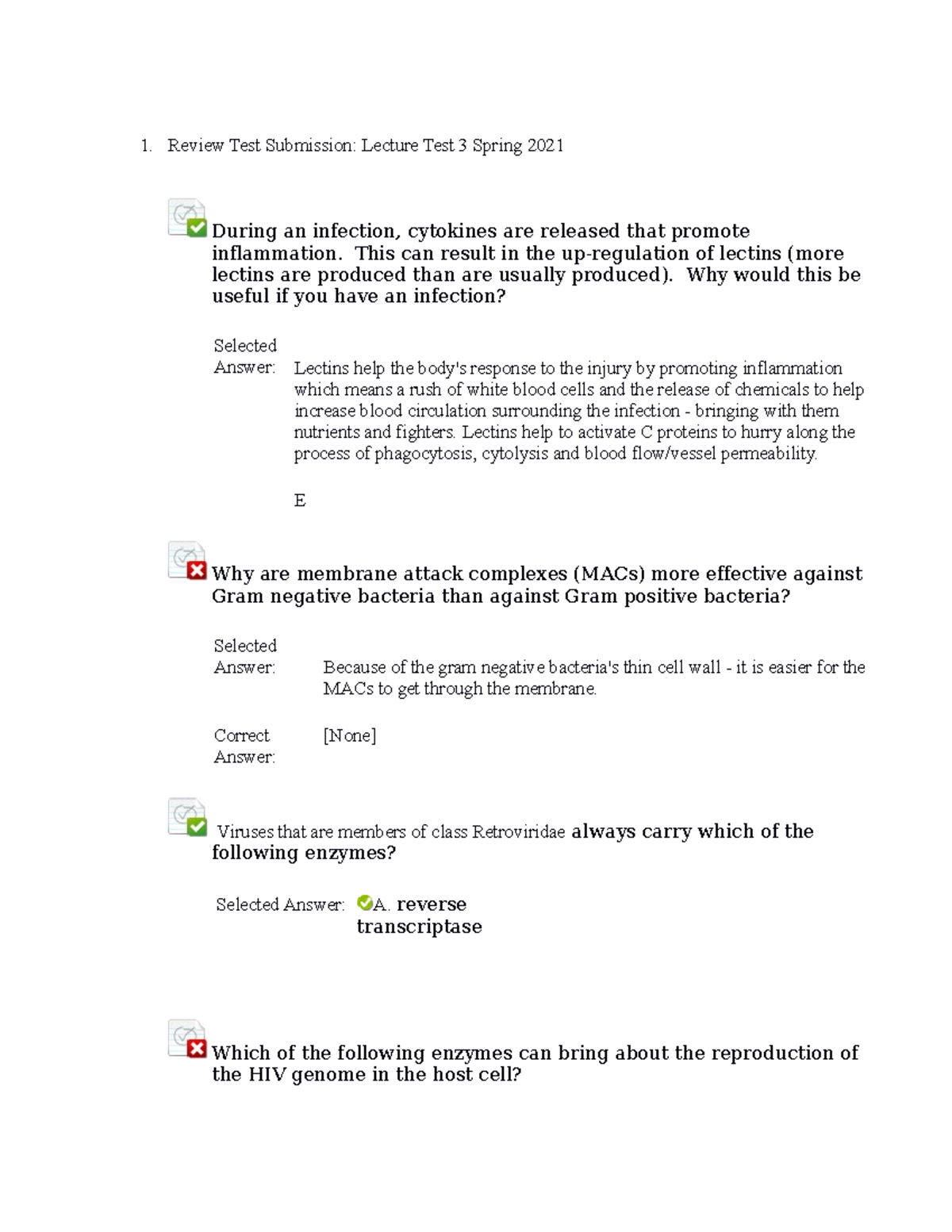 Lecture 3 Exam - Review Test Submission: Lecture Test 3 Spring 2021 ...
