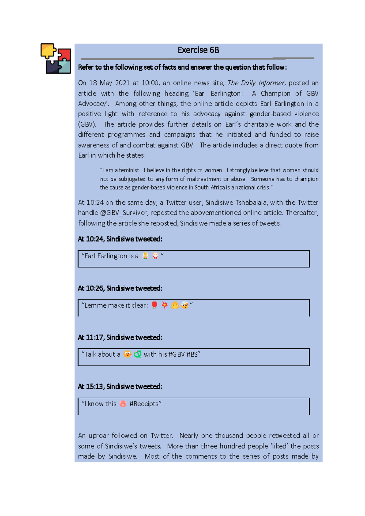Adjusted Exercise 6B and 6D (2024) - Exercise 6B Refer to the following ...