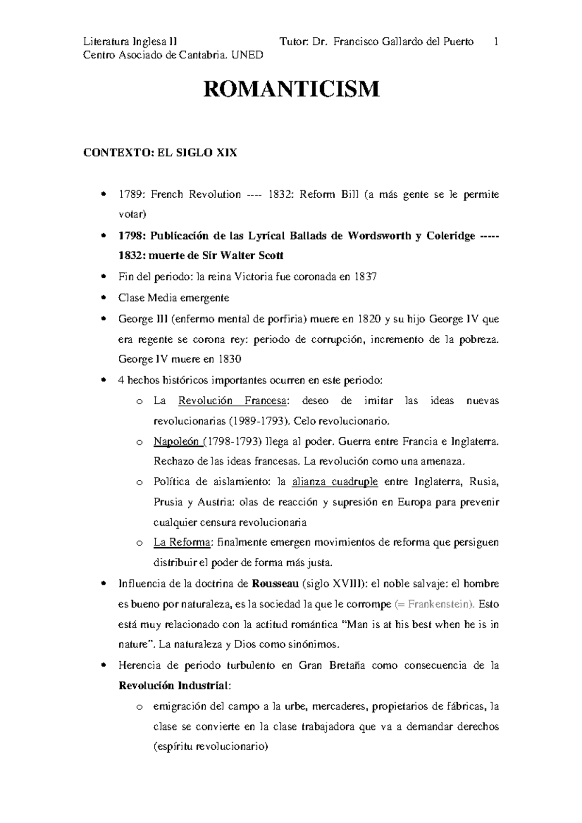 Introduction to Romantic Poetry Notes - Centro Asociado de Cantabria ...