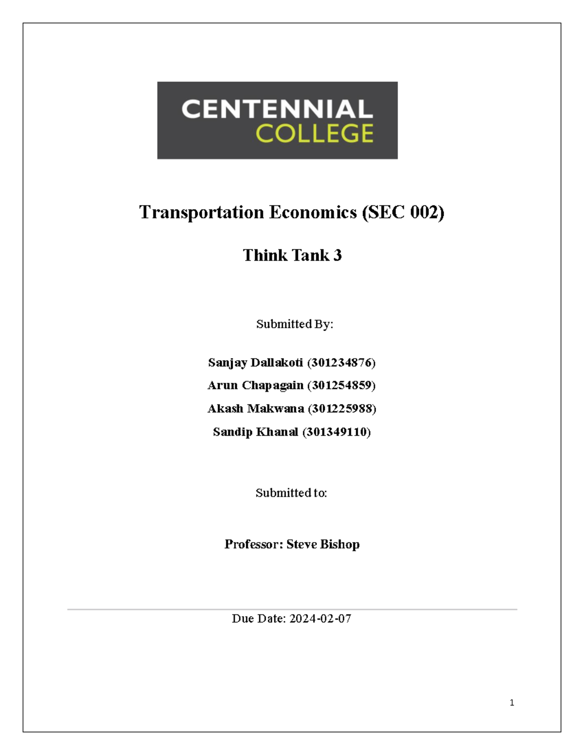 Think tank 3 - This document id practice material - Transportation ...