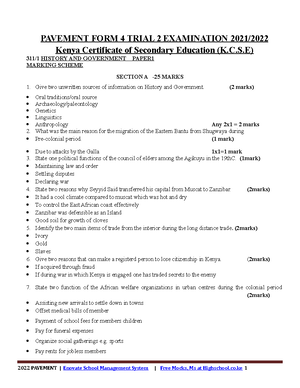History Government PP2 MS - NAKURU NORTH SUB -COUNTY JOINT MOCK 2024 ...