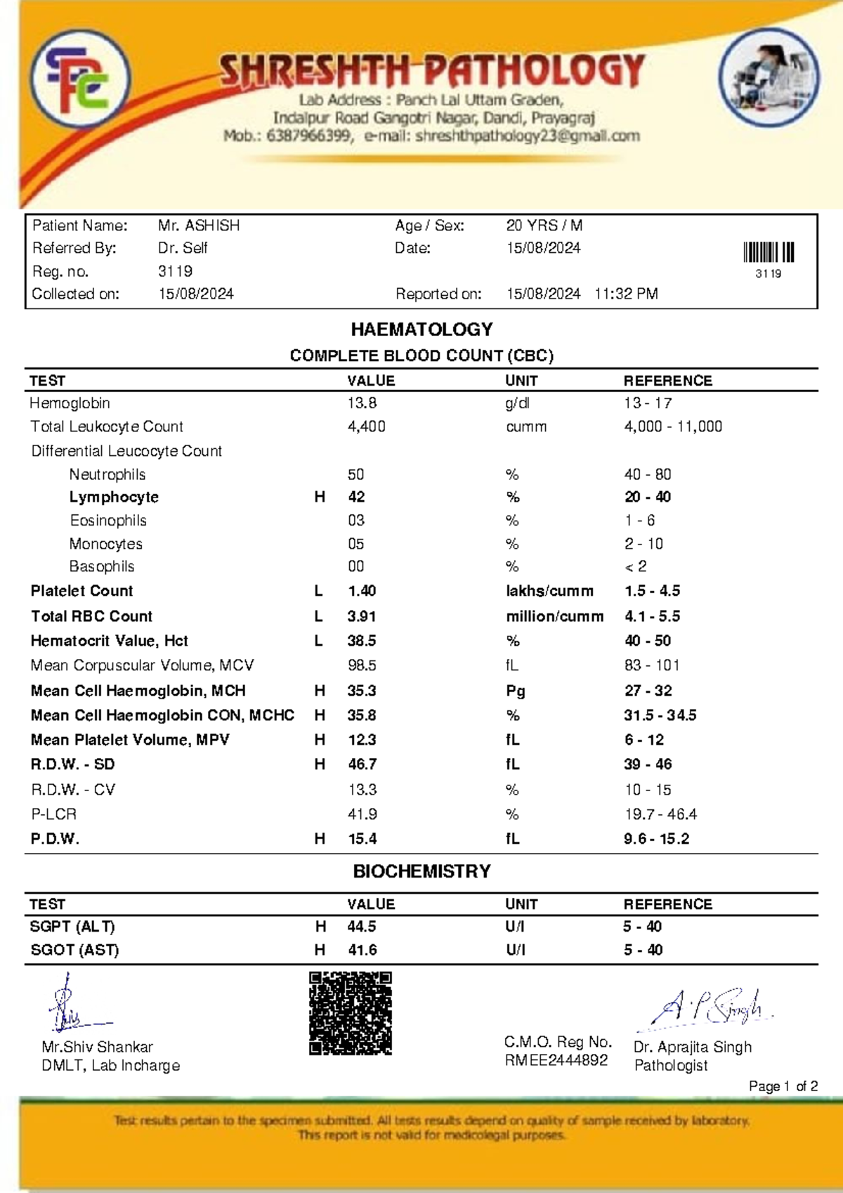 Lab Report-L17-Mr - Useful for IIT Jam - HAEMATOLOGY COMPLETE BLOOD ...