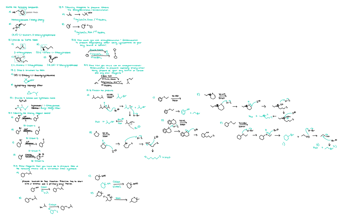 Ch- 13 learning objectives part 2 - O v D) OH OEt 2 Draw a structure ...
