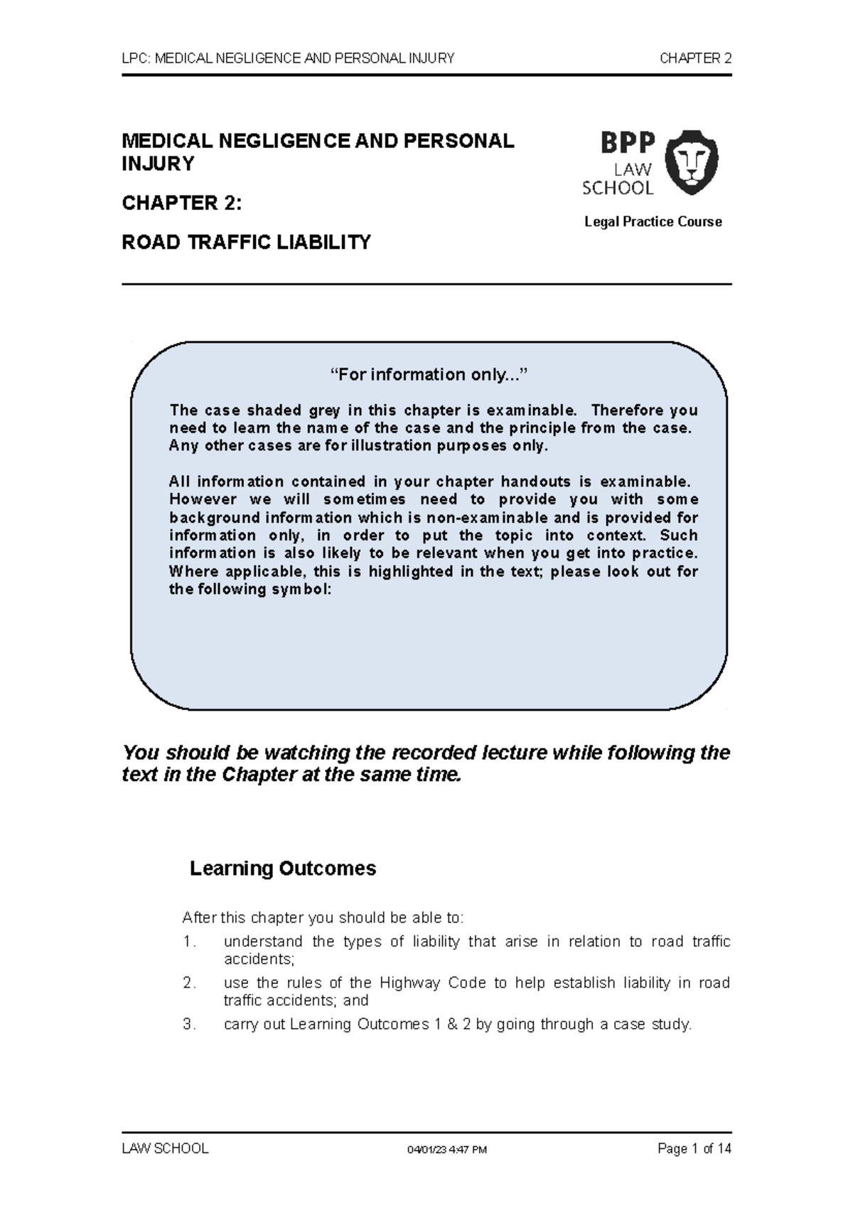 MNPI Chapter 2 2021 - “For information only...” The case shaded grey in ...