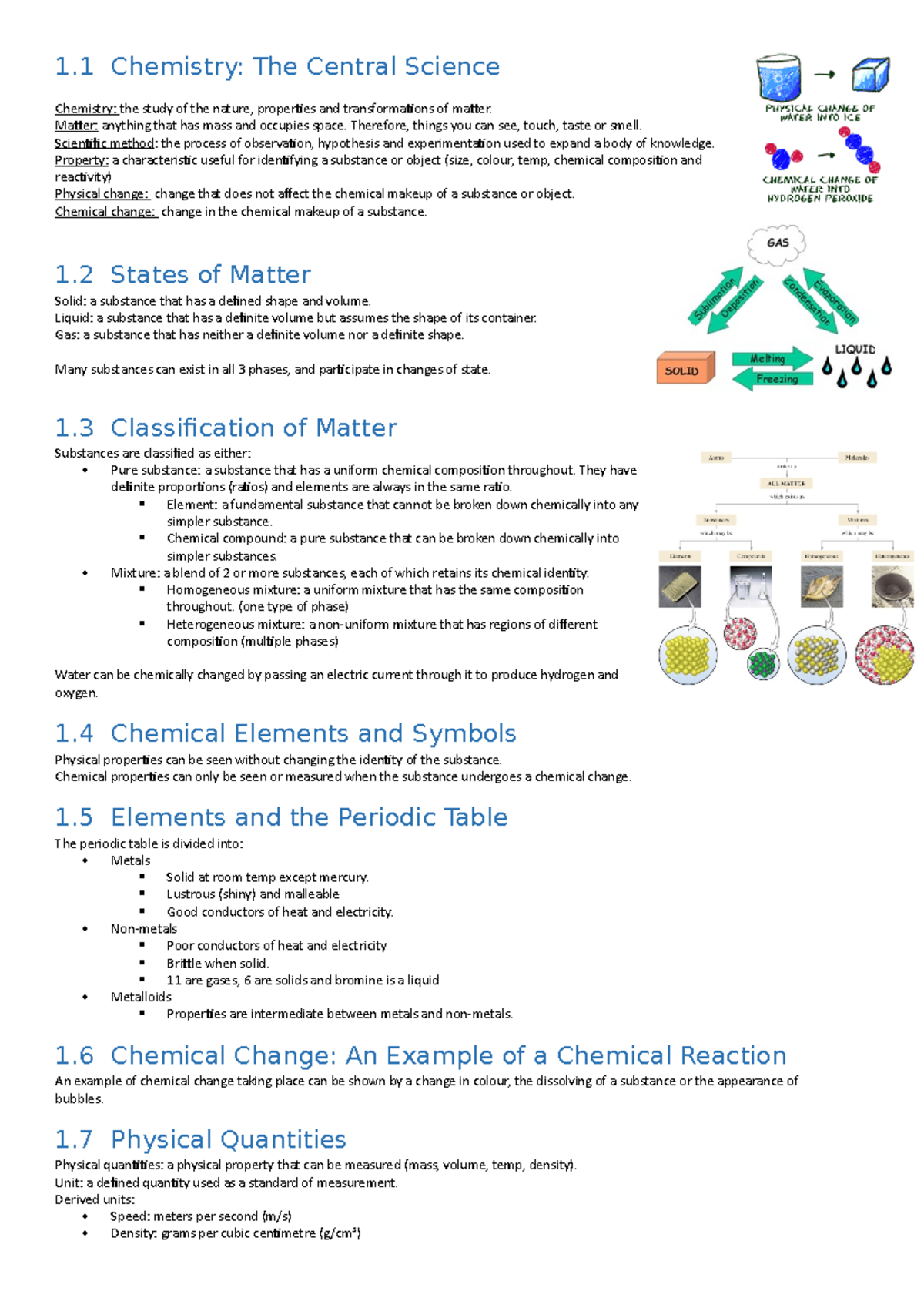 Lecture notes, all lectures - 1 Chemistry: The Central Science ...