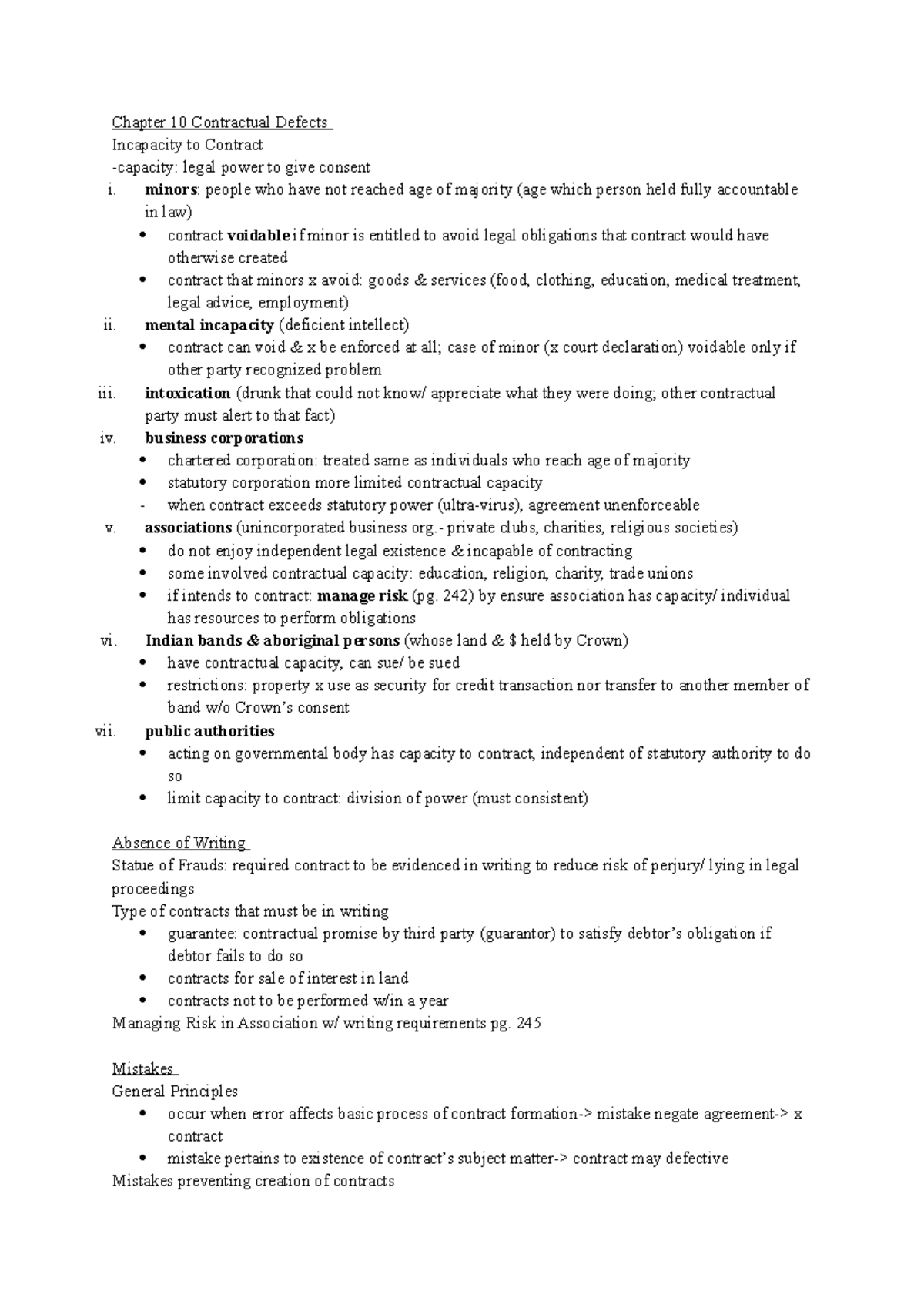 Case problem answer Docx - Chapter 10 Contractual Defects Incapacity to ...