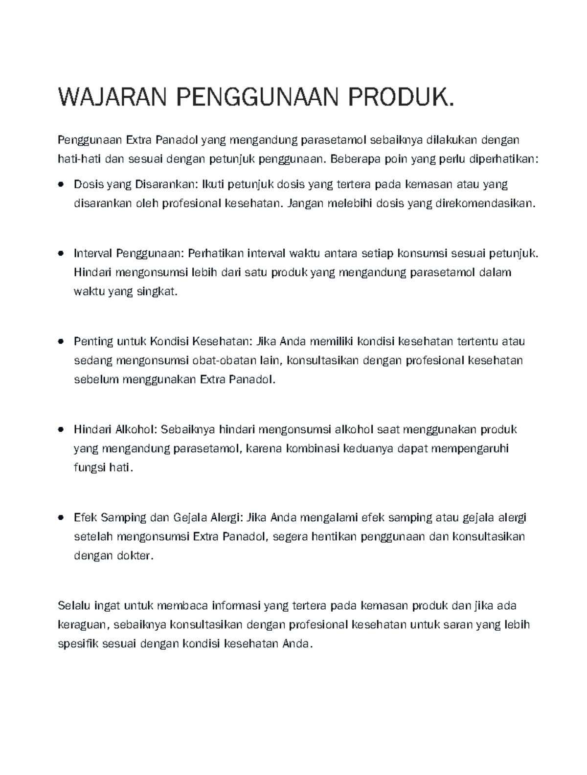 Wajaran+ Penggunaan+ Produk - WAJARAN PENGGUNAAN PRODUK. Penggunaan ...