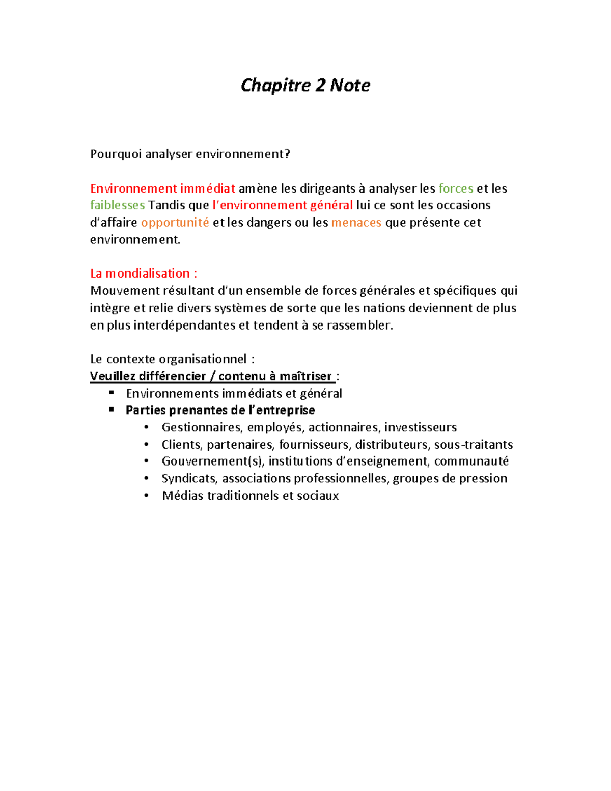 Chapitre 2 Note - Note de cours - Chapitre 2 Note Pourquoi analyser ...