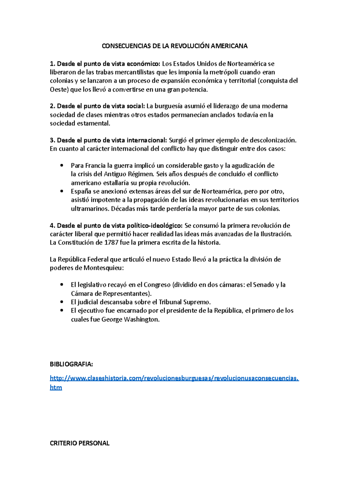 Consecuencias DE LA Revolución Americana - CONSECUENCIAS DE LA ...