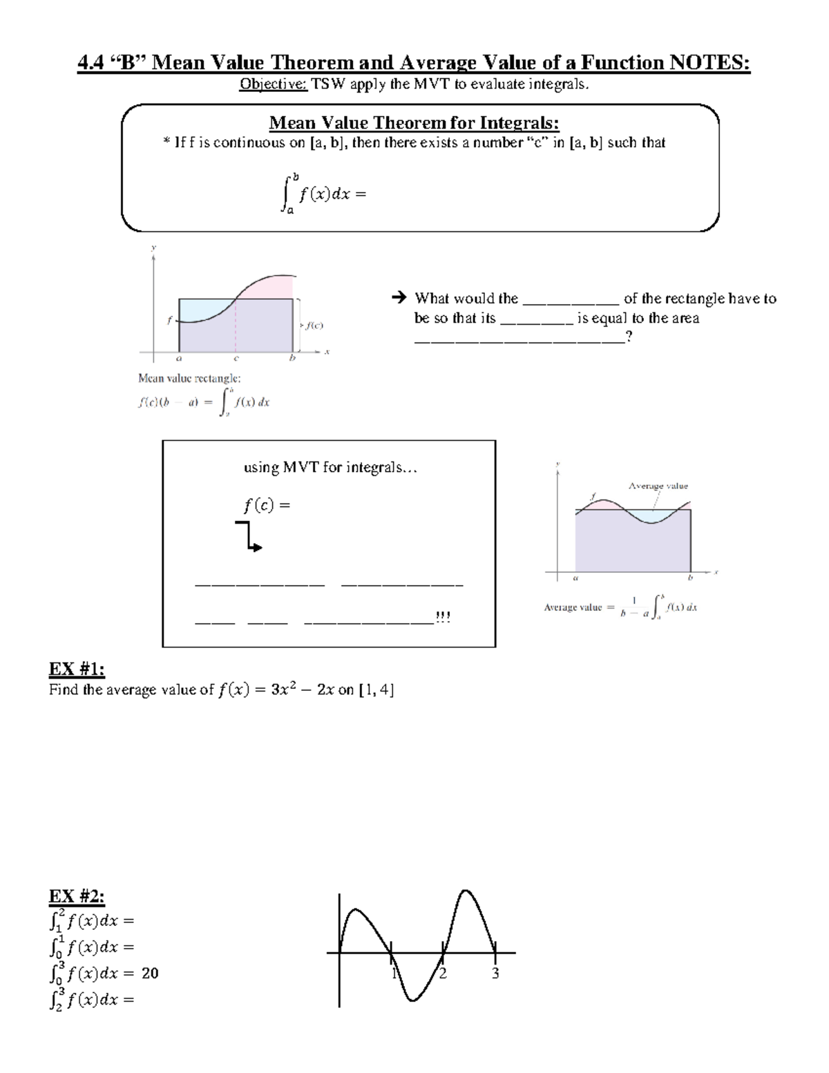 4.4B MVT and Average Value Notes ws - 4 “B” Mean Value Theorem and ...
