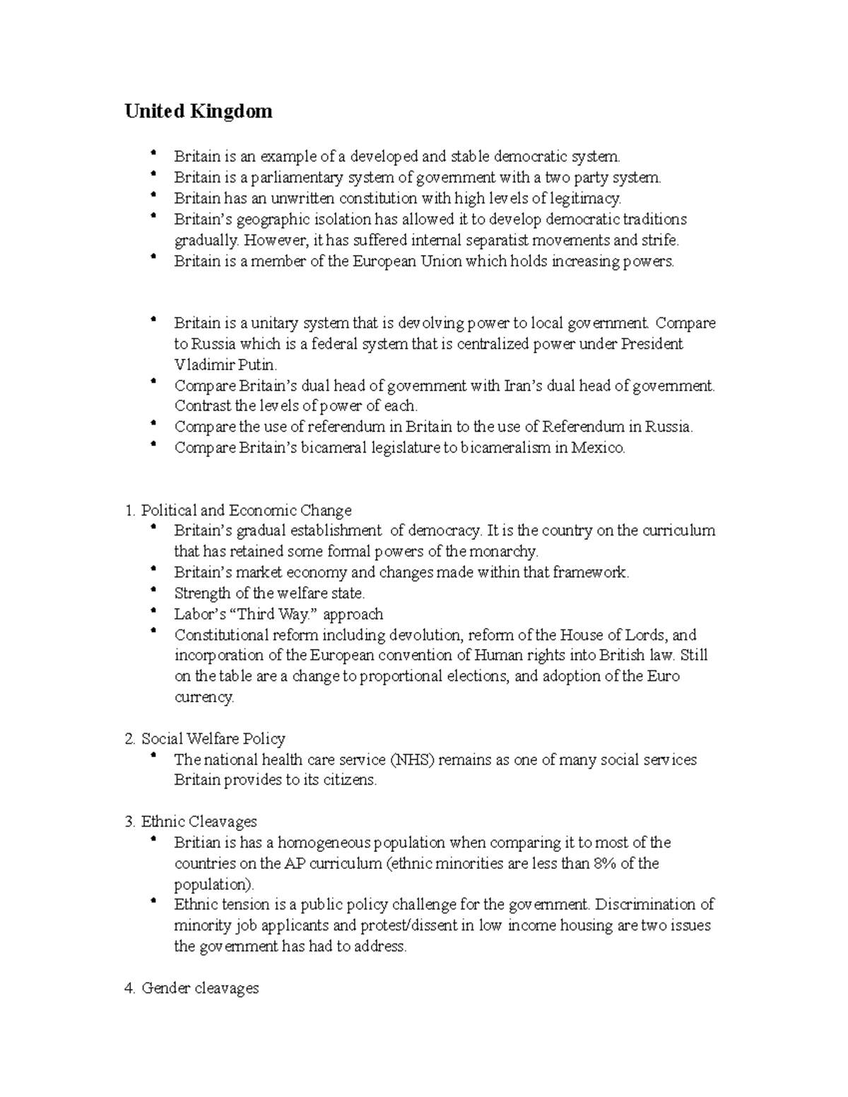 UK notes - United Kingdom • Britain is an example of a developed and ...