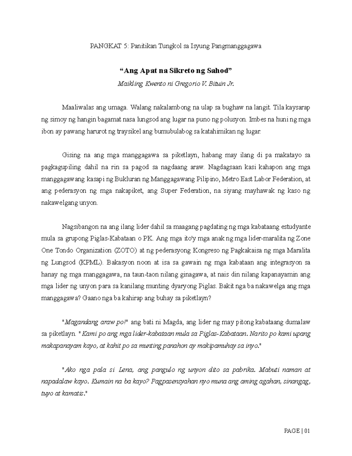 Pangkat-5 -Ang-Apat-na-Sikreto-ng-Sahod - PANGKAT 5: Panitikan Tungkol ...