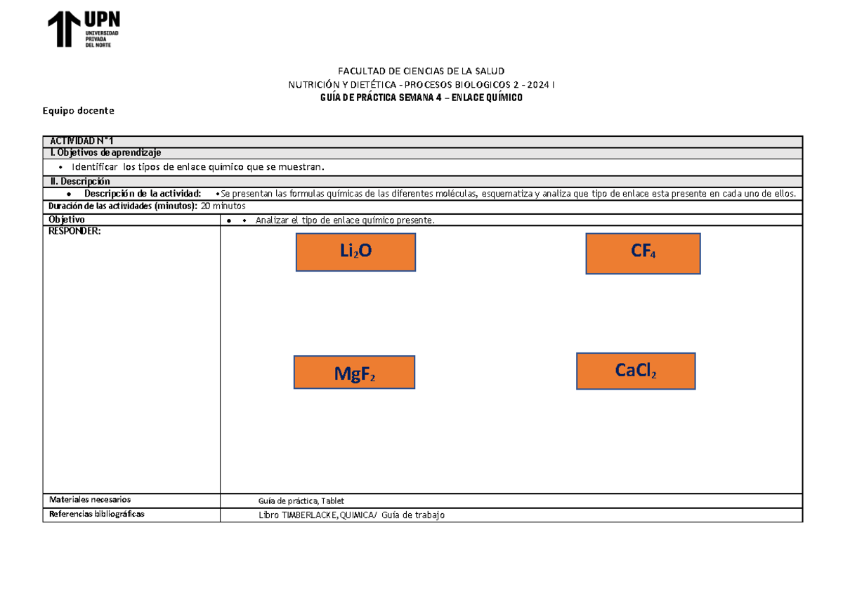 Practica N° 4 Procesos II - FACULTAD DE CIENCIAS DE LA SALUD NUTRICIÓN Y DIETÉTICA - PROCESOS ...