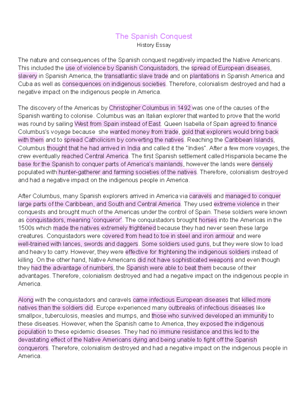 Spanish Conquest Essay - The Spanish Conquest History Essay The nature ...