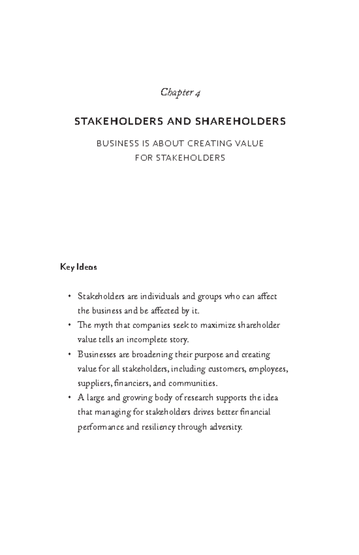 Assignment 2 reading - Key Ideas Stakeholders are individuals and ...