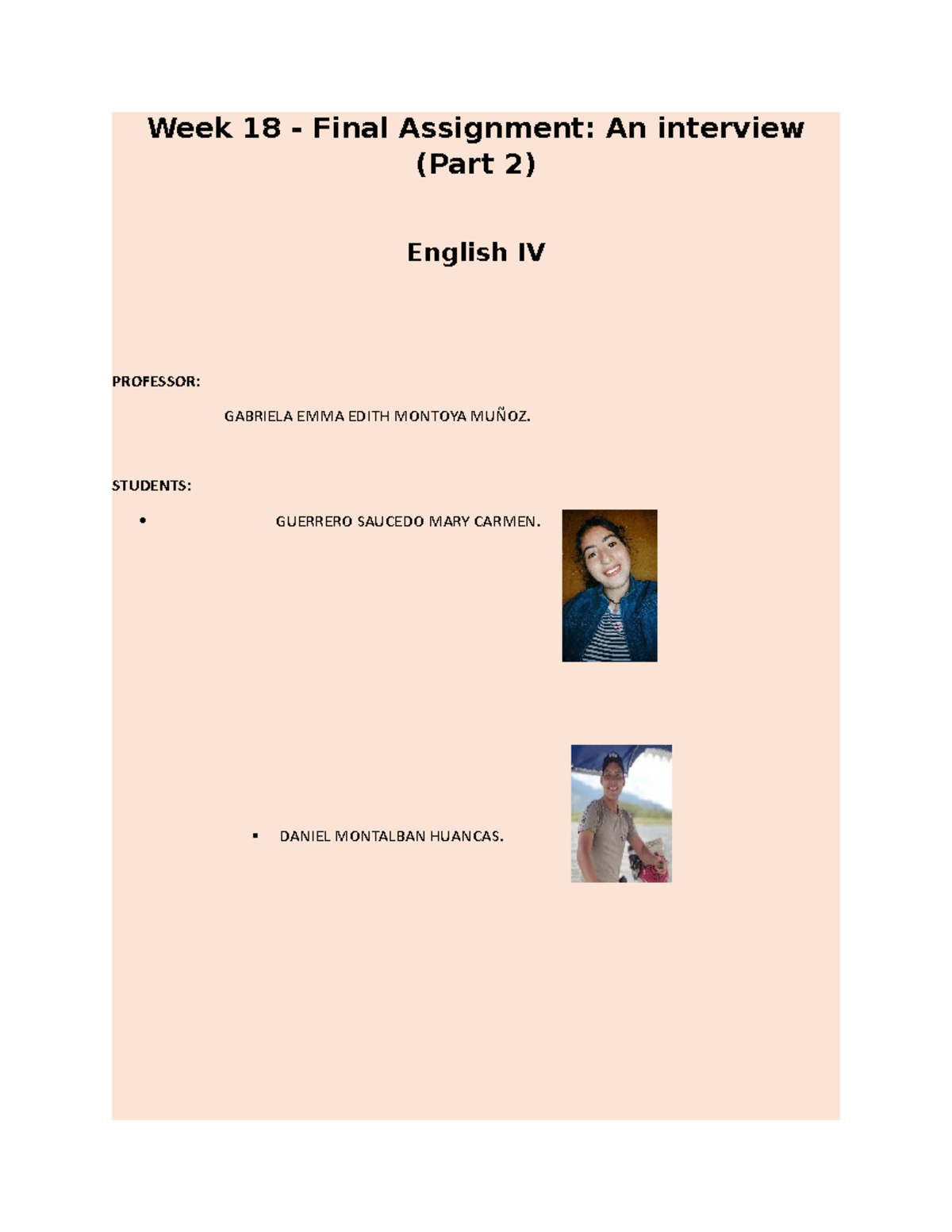 Task18 Guerrero Mary Daniel Montalban - Week 18 - Final Assignment: An interview (Part 2 ...