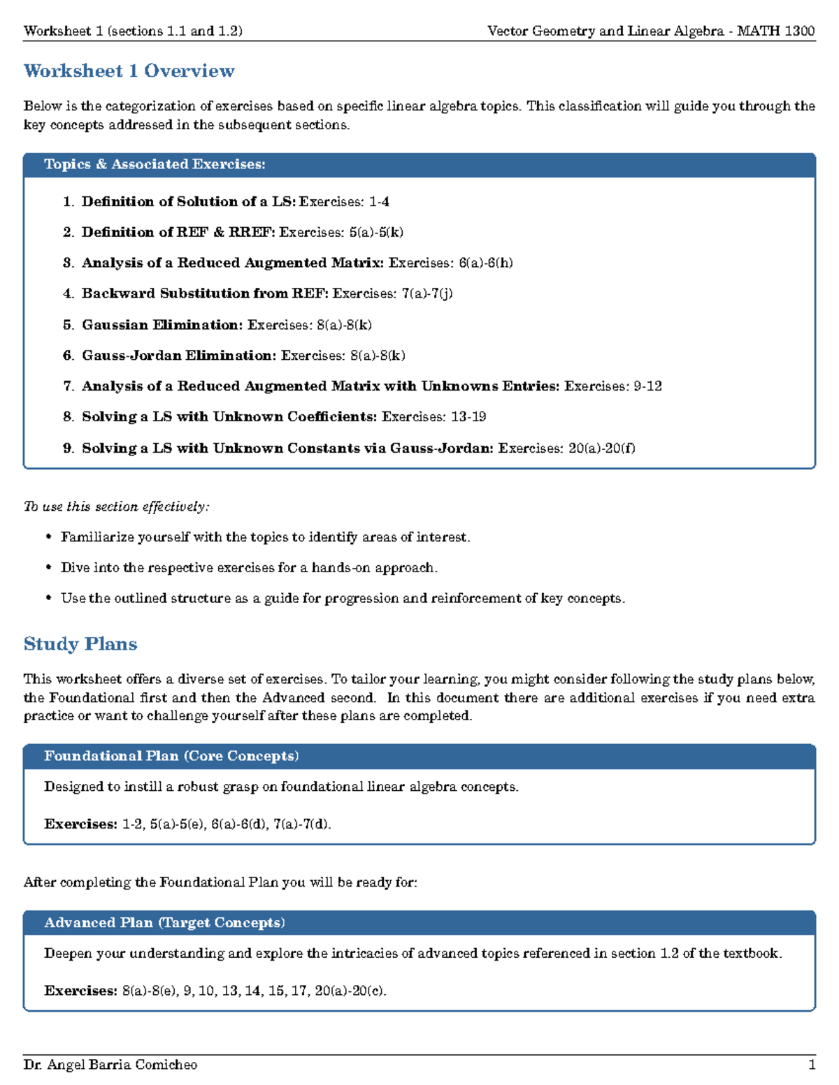 Worksheet 1-MATH1300 - Worksheet 1 Overview Below is the categorization ...