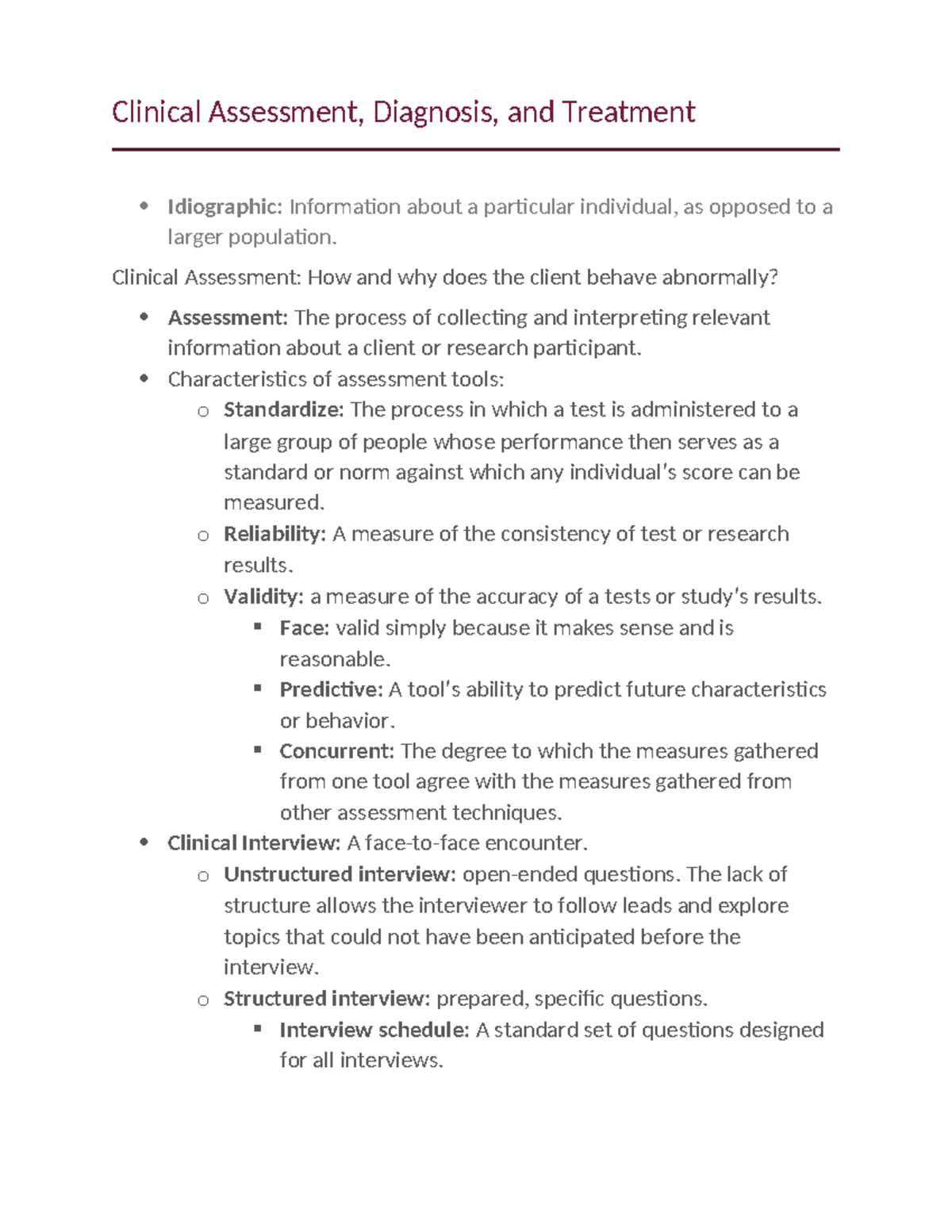 PSYC 330 Chapter 3 reading - Clinical Assessment, Diagnosis, and ...