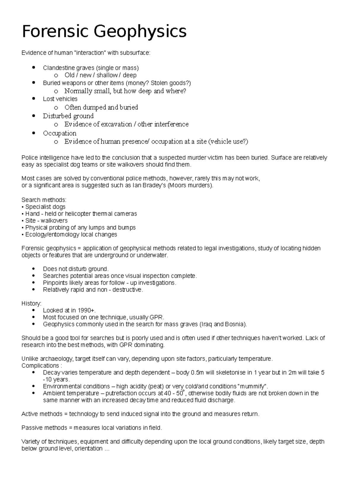 Forensic Geophysics - Lecture notes 1 - Forensic Geophysics Evidence of ...