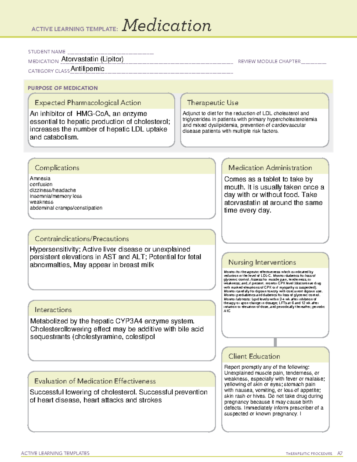 Atorvastatin - This is an template on the medication - ACTIVE LEARNING ...