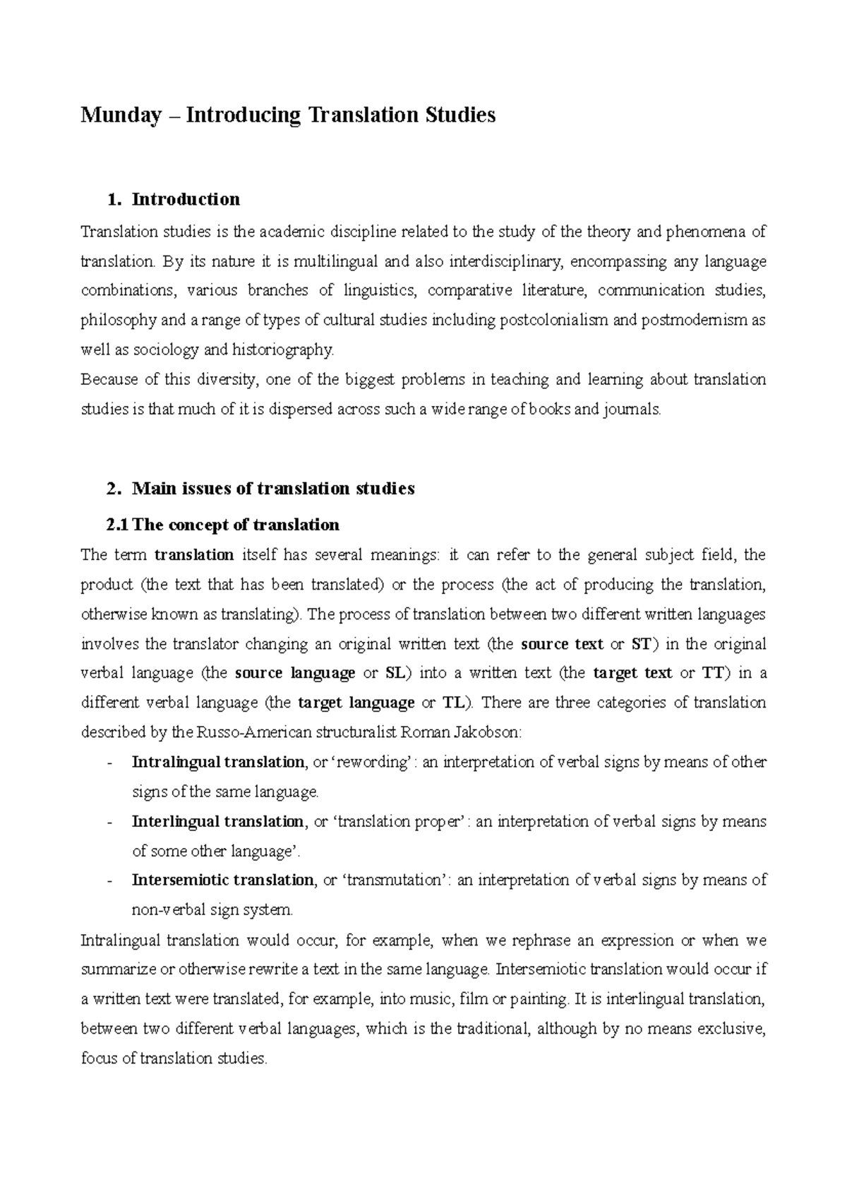 Introducing translation theory - Munday – Introducing Translation ...