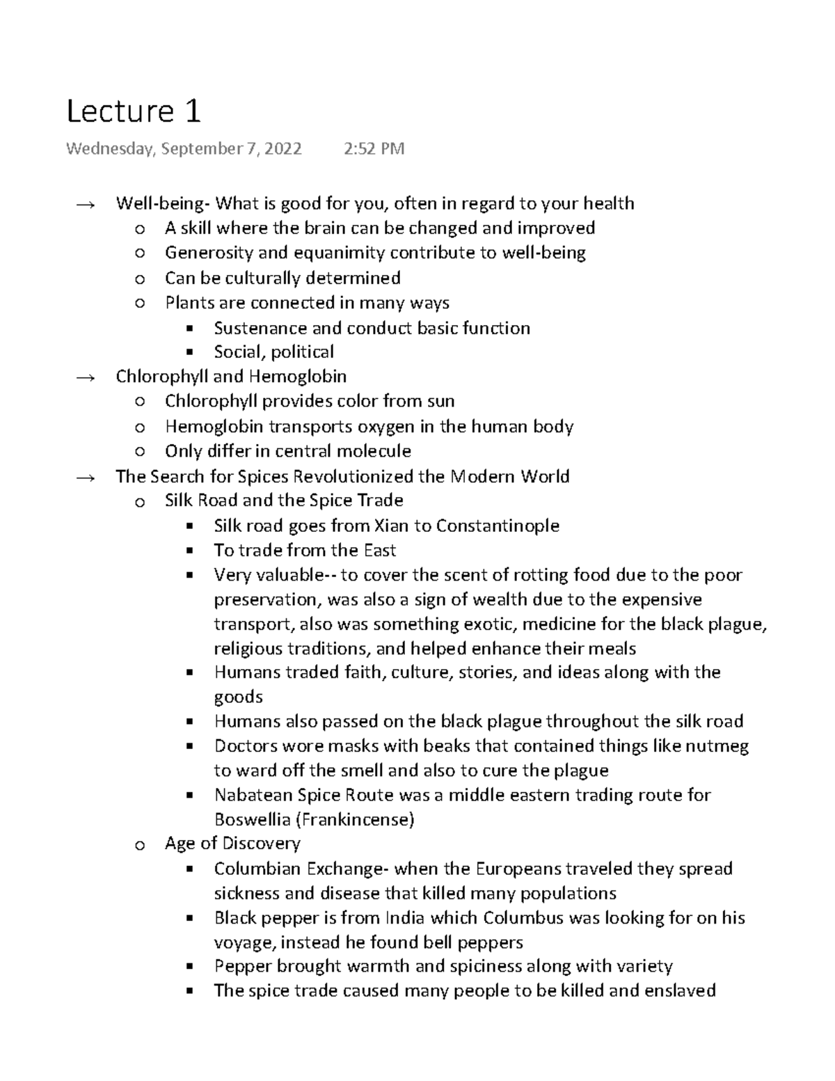 Lecture 1: Spices - Well-being- What is good for you, often in regard ...