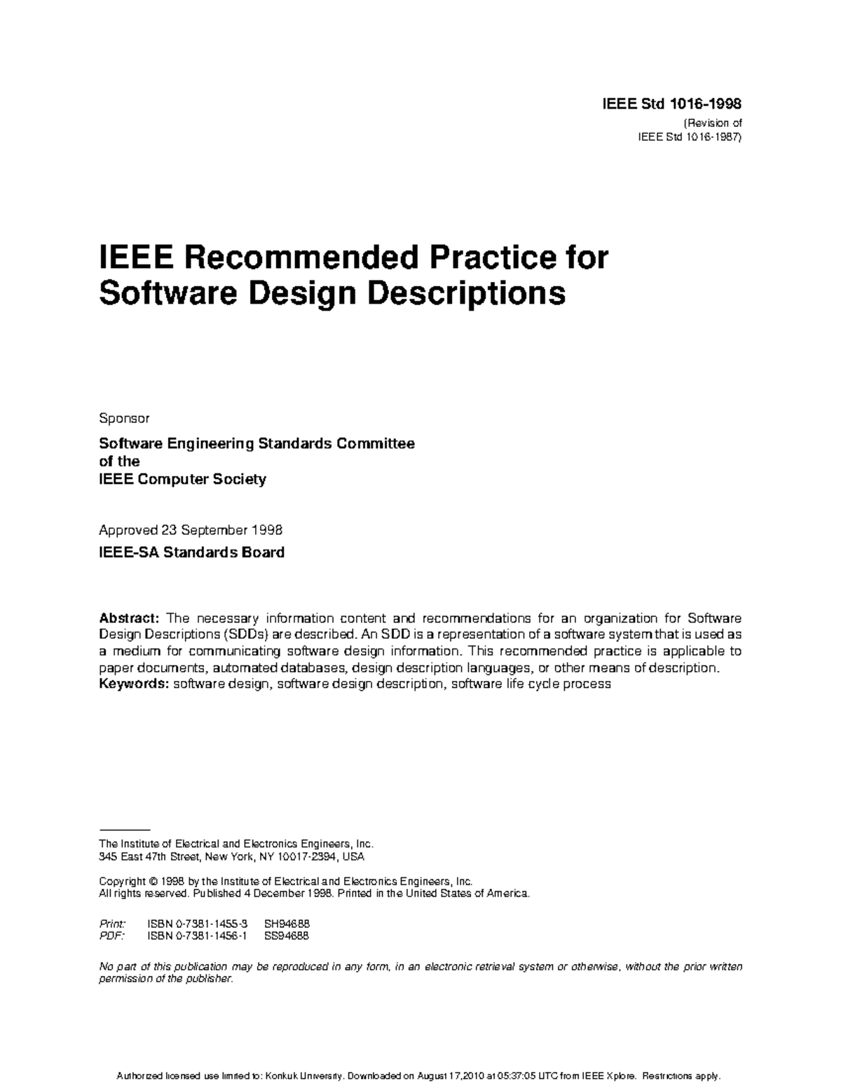IEEE Standard 1016-1998 - Recommended Practice for Software Design ...