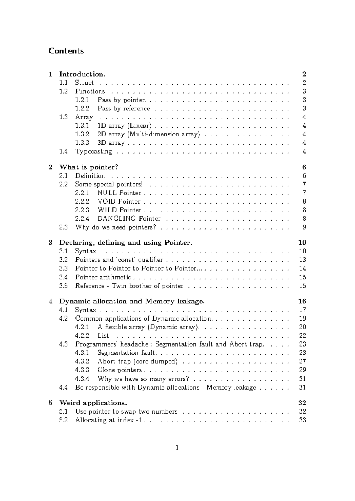 Cpp Pointer Contents 1 Introduction 1 Struct 1 Functions 12 Pass By 5368