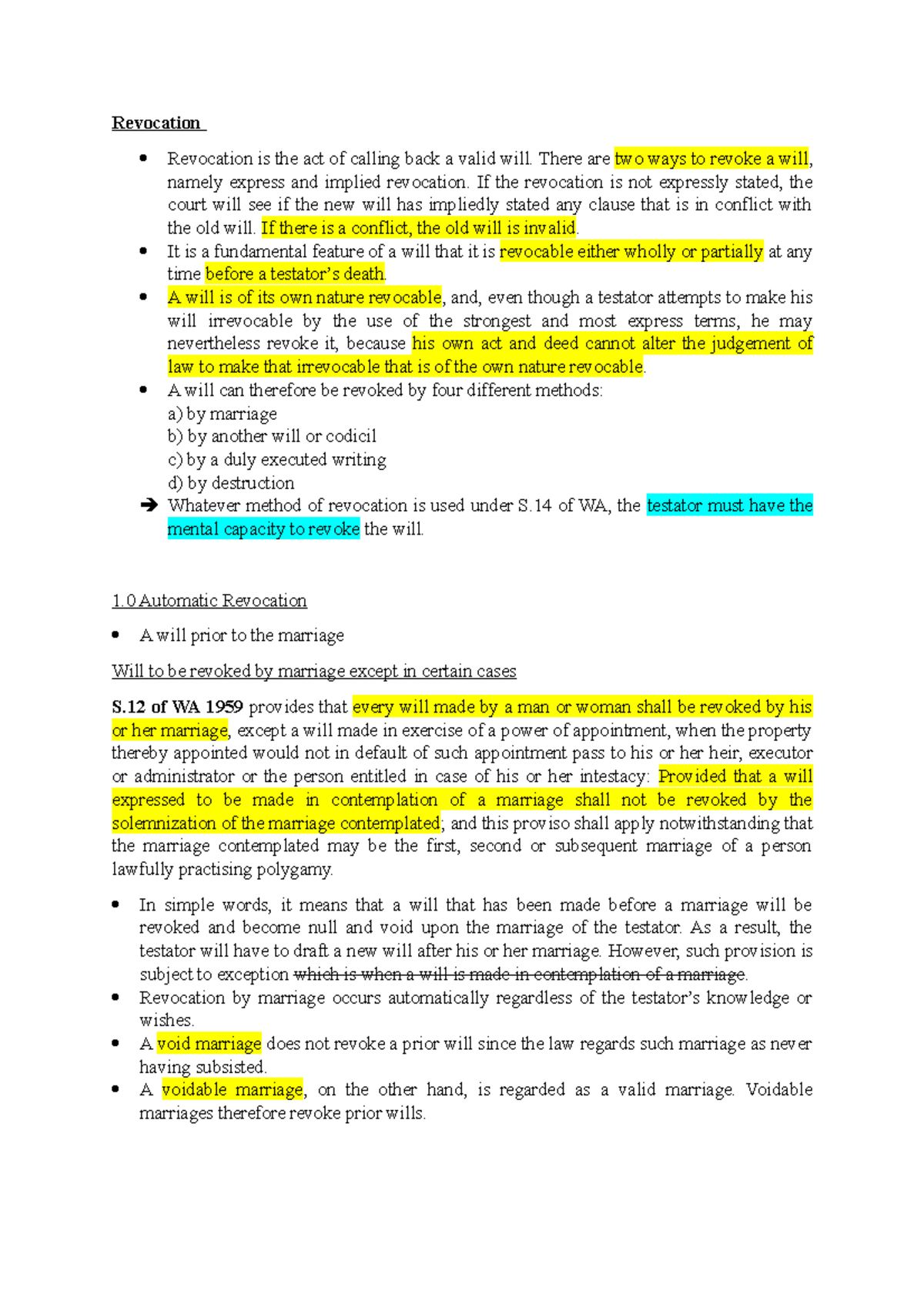 Succession c3 and c4 - c3 n 4 - Revocation Revocation is the act of ...