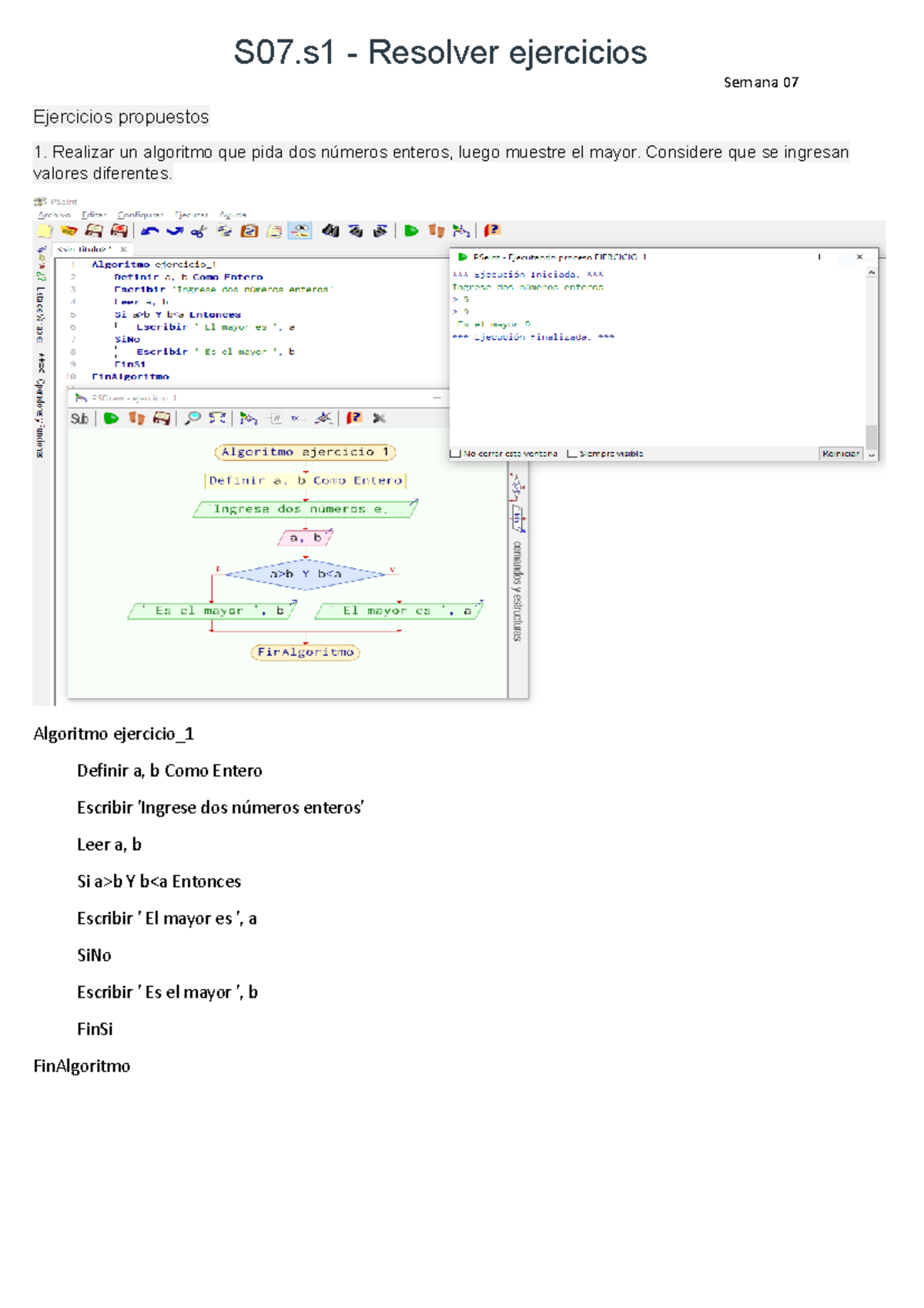 S07 de algoritmo - ya todo resuelto - S07 - Resolver ejercicios Semana ...