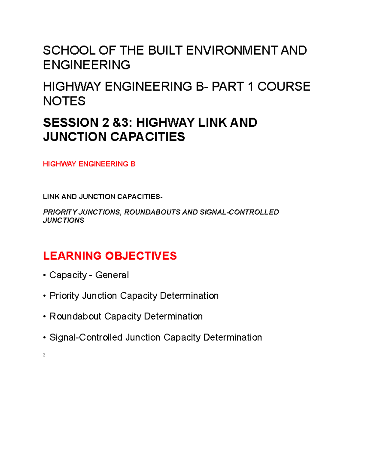 Highways junction + link capacity - Warning: TT: more functions defined ...
