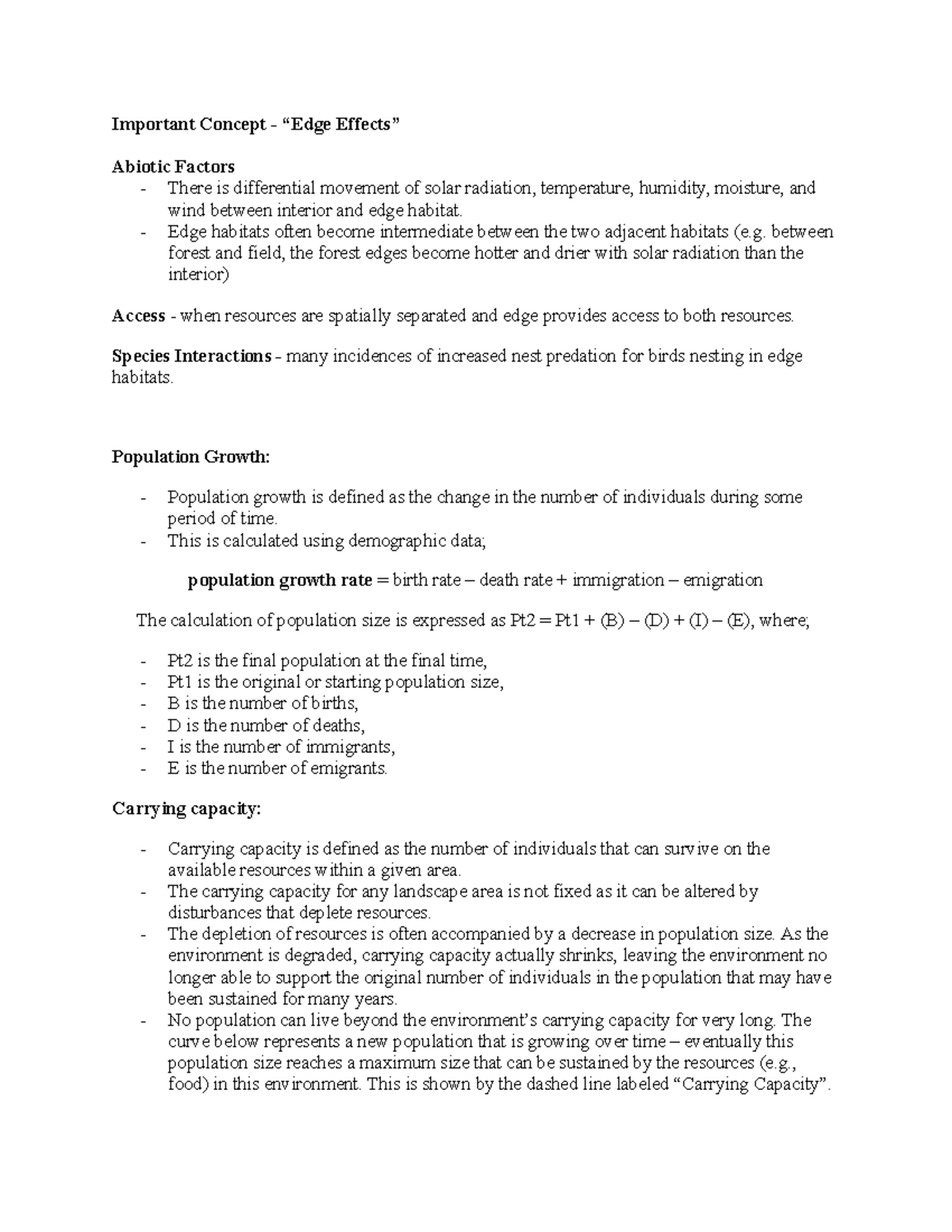 Ecology Pre Reading Notes - Part 2 - Important Concept - “Edge Effects ...