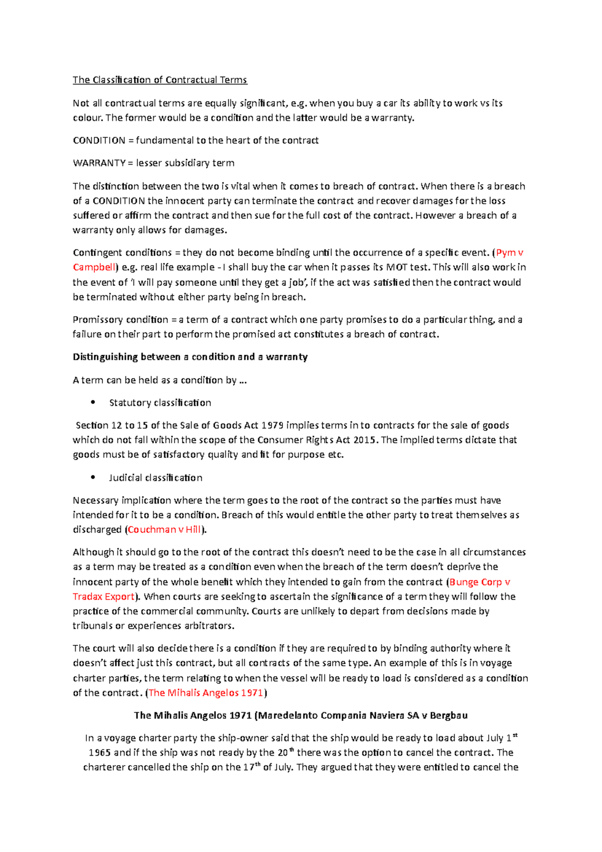 Notes on Classification of Contractual Terms - The Classiicaion of ...