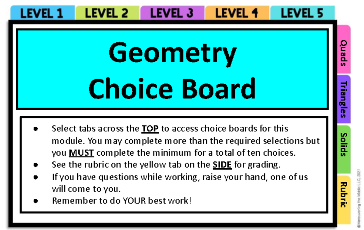 Geometry Choice Board - Geometry Choice Board Select tabs across the ...