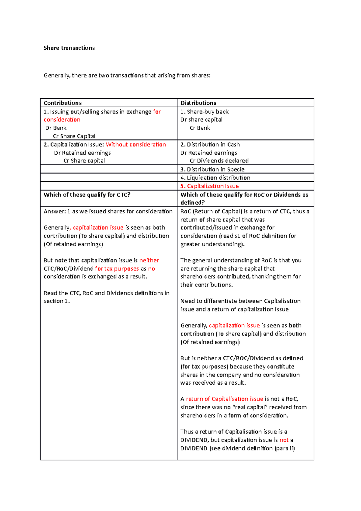 Share transactions - Share transactions Generally, there are two ...
