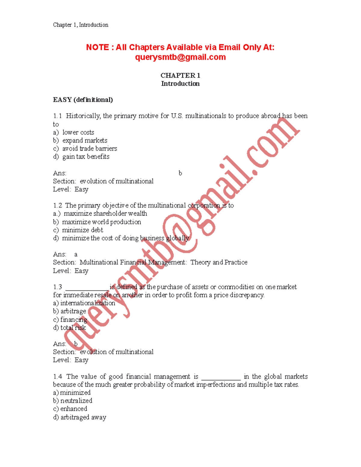 Test Bank and Solutions For Multinational Financial Management 11th ...