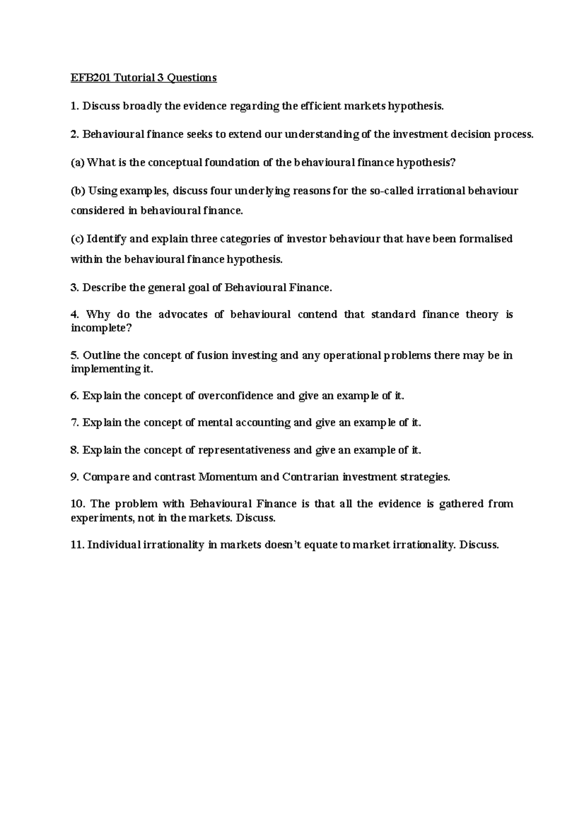 Efb201tut3solin 181 - Tutorial complete with answers for module 3 ...