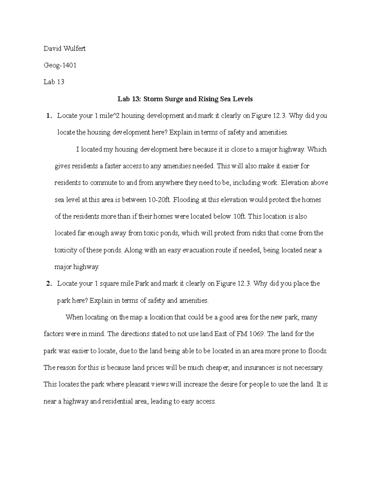 Lab 13 worksheet answers - David Wulfert Geog- Lab 13 Lab 13: Storm ...