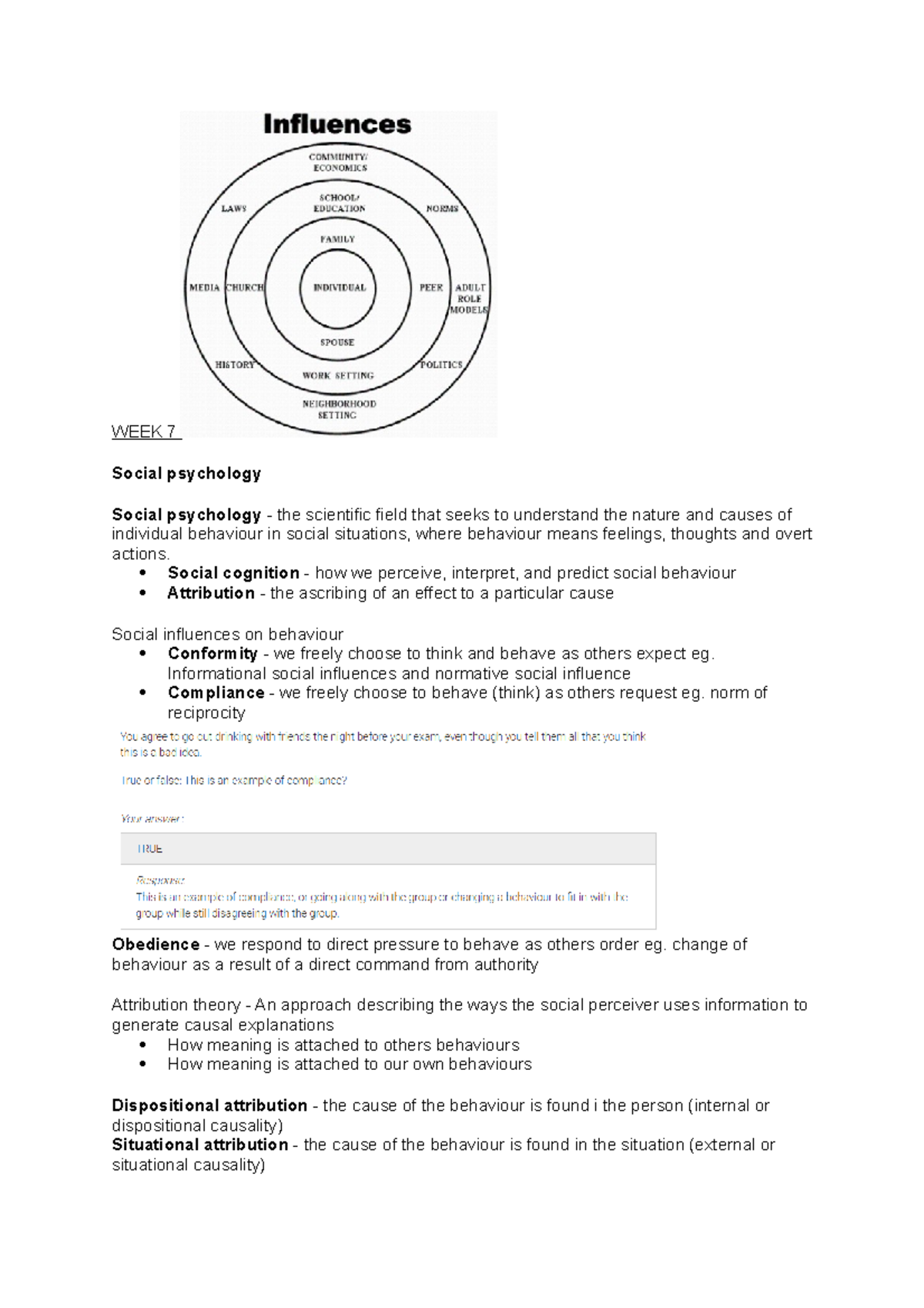 PHE1IDH WEEK 7 - week 7 notes - WEEK 7 Social psychology Social ...