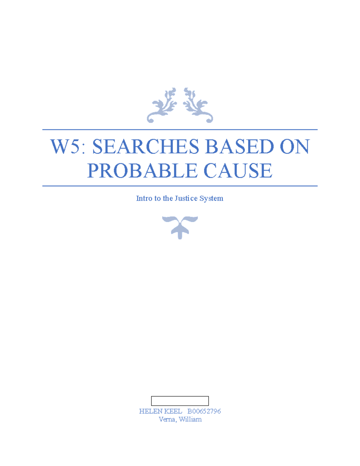 W5 Searches Based on Probable Cause - W5: SEARCHES BASED ON PROBABLE ...
