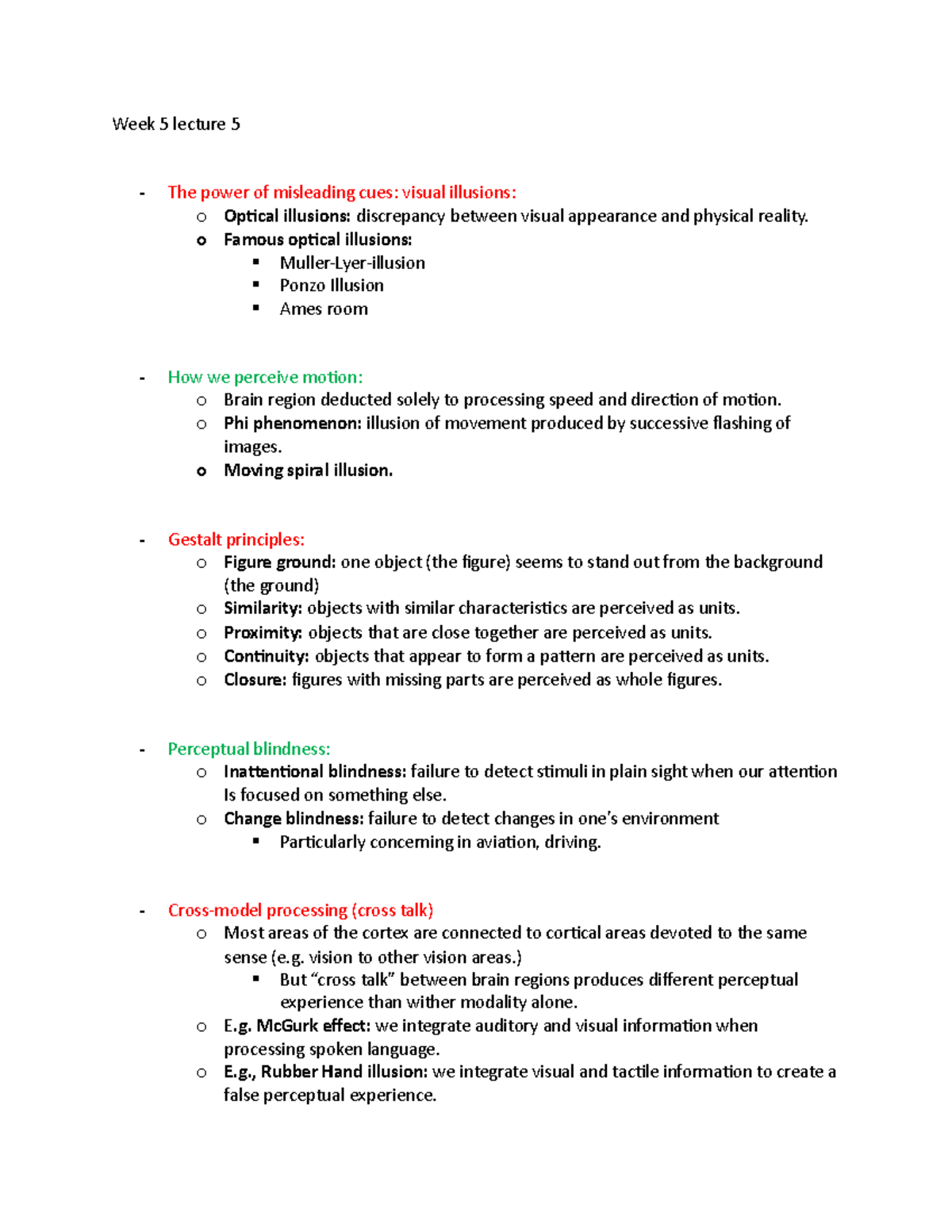 Week 5 lecture 5 - psych practice - Week 5 lecture 5 The power of misleading cues: visual ...
