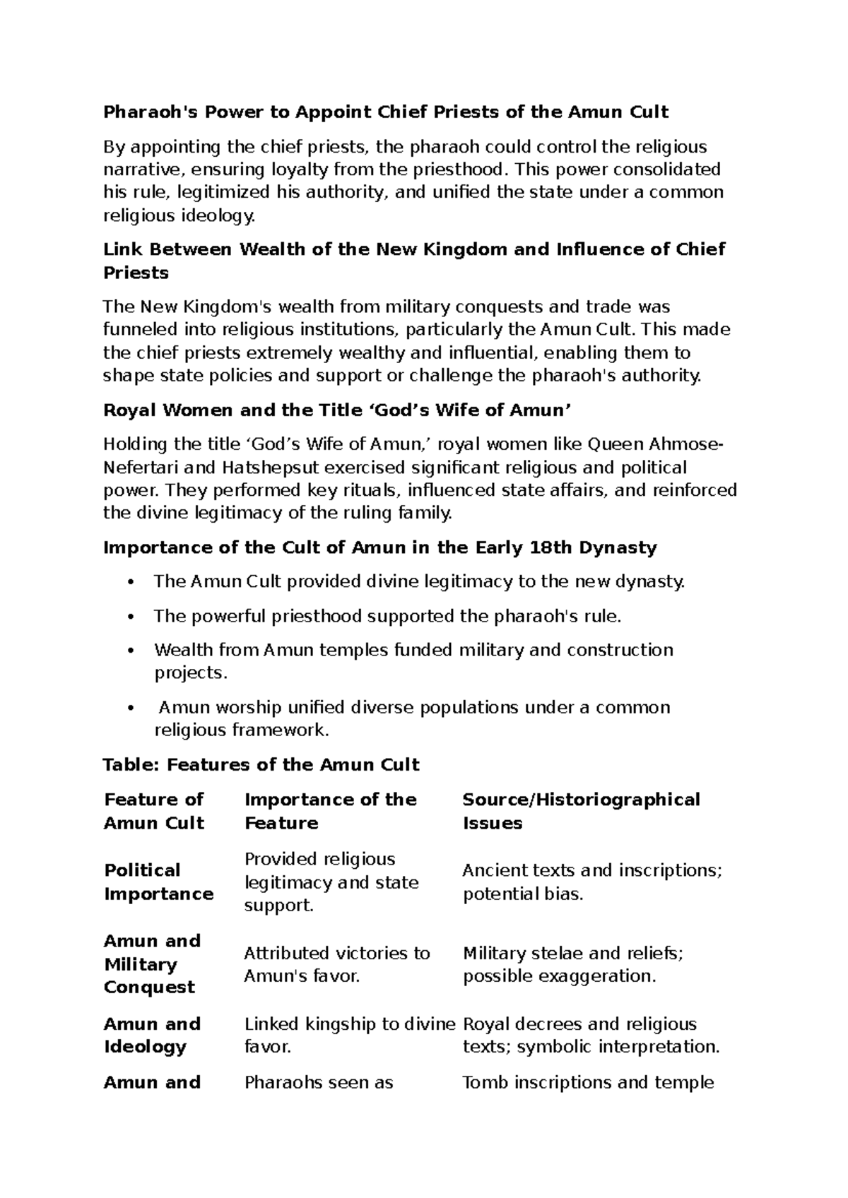 Anc - just overall notes on the ancient history topics - Pharaoh's ...