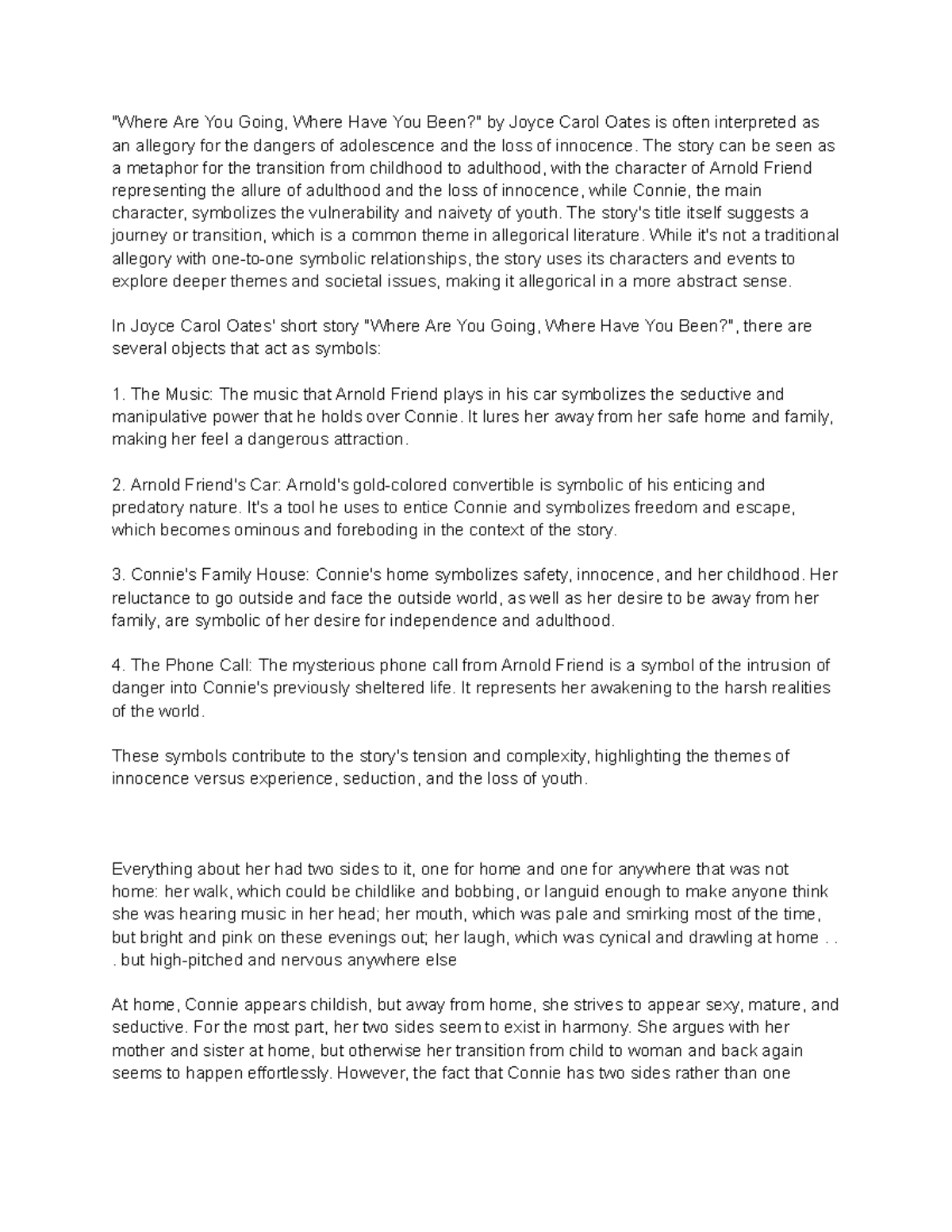 Chapter 6 Perrine - "Where Are You Going, Where Have You Been?" by ...